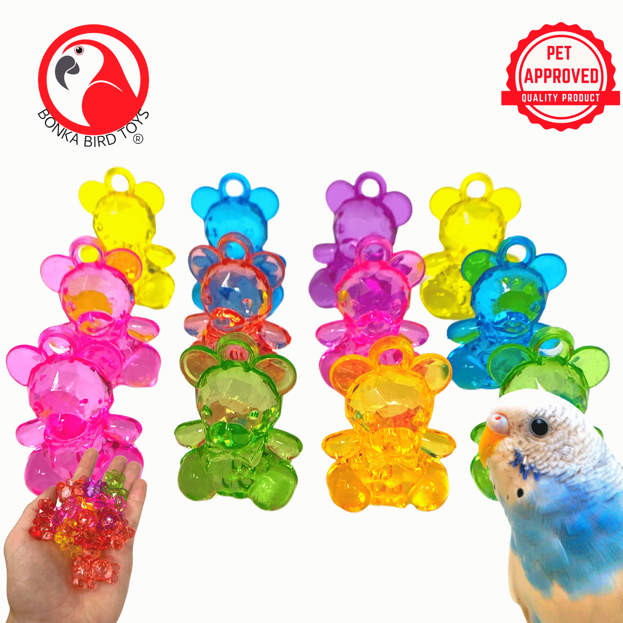 Bonka Bird Toys 2523 Pk12 Color Acrylic Teddy Bear Beads - Walmart.com