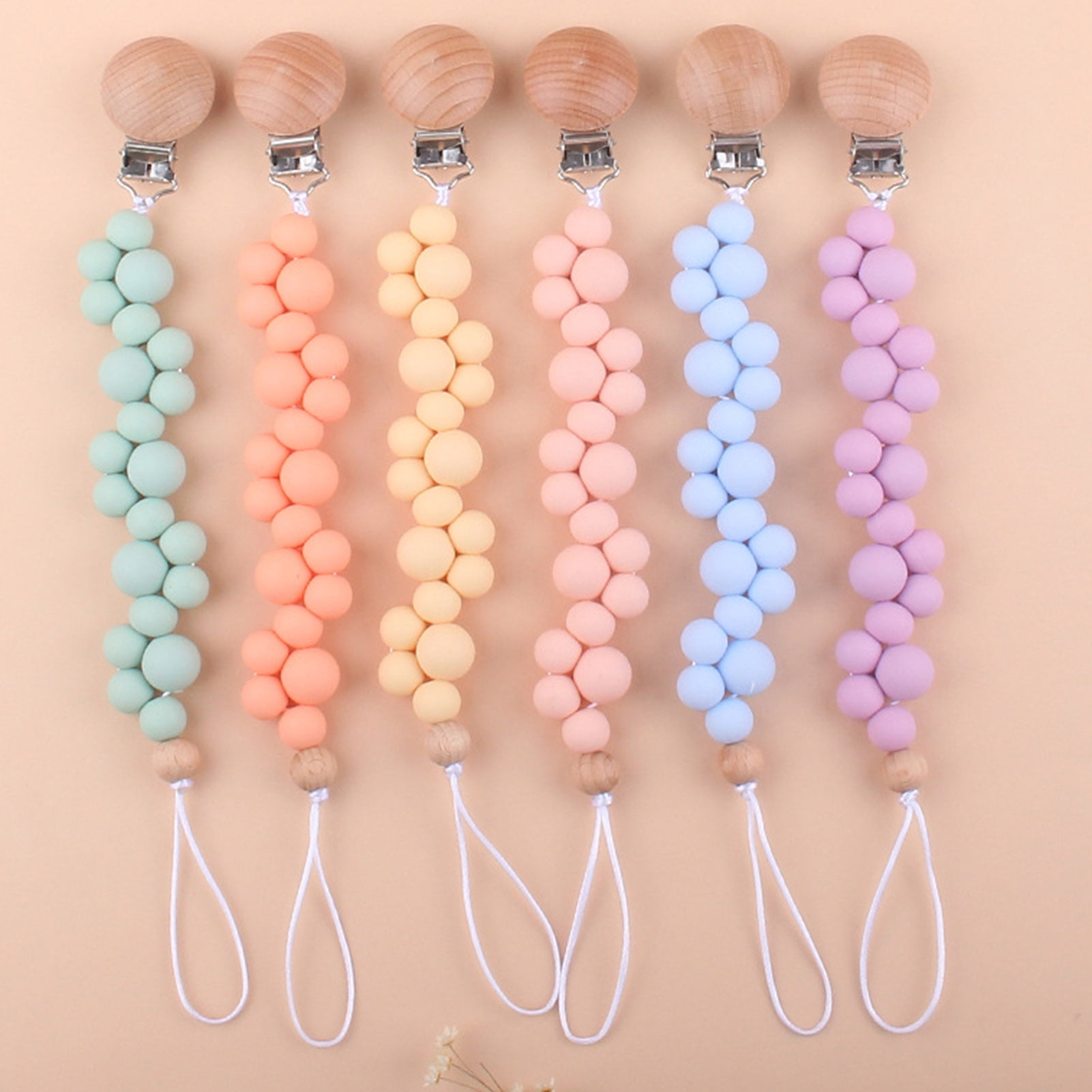 Silicone Beads Pacifier Chain with Hanging Rope - No Sharp Edges - Baby ...