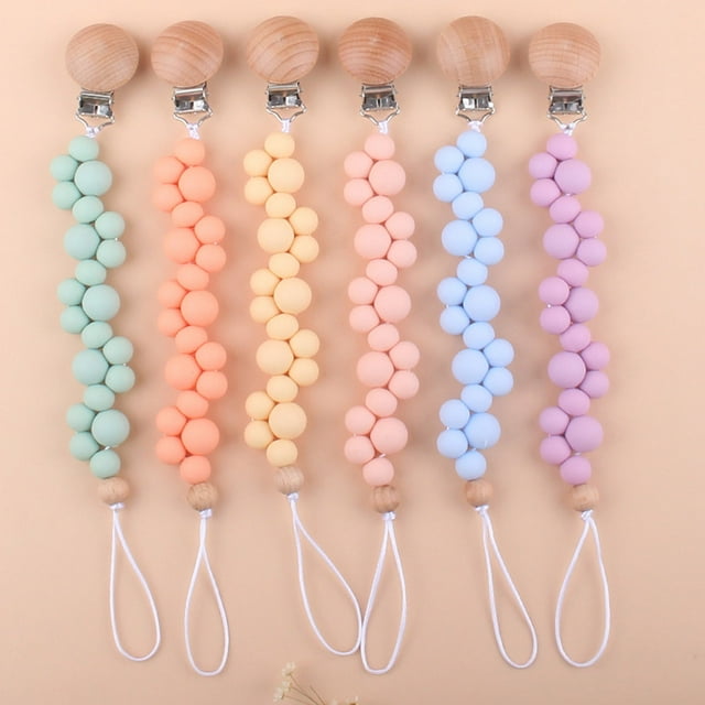 Silicone Beads Pacifier Chain with Hanging Rope - No Sharp Edges - Baby ...