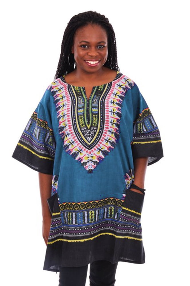 Blue Traditional African Print Dashiki Top - Walmart.com