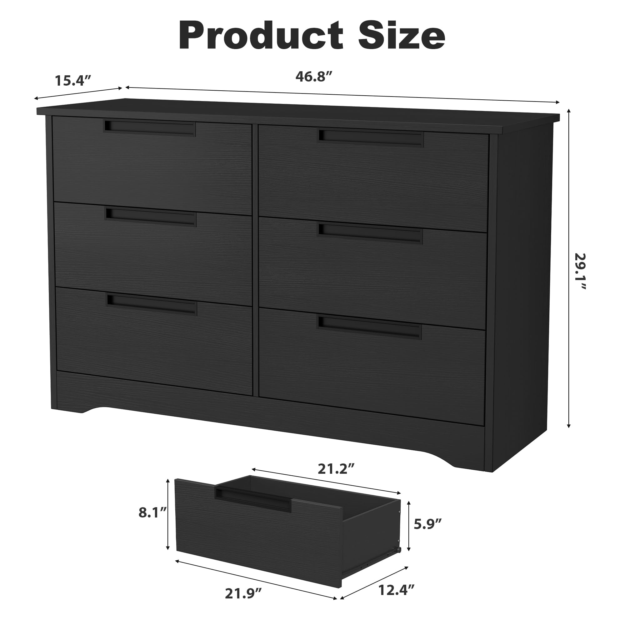 Click here for Akdsteel 6 Drawer Dresser For Bedroom  Black Moder... prices