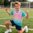 BRGZLK Boys 2 Piece Athletic Outfit Short Sleeve Gradient Tops and Wide ...