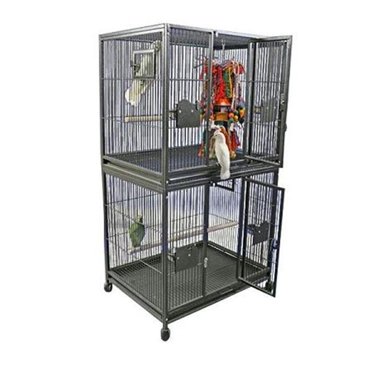 A and E Cage Co. 32"x21" Double Stack Flight Cage - White - Walmart.com