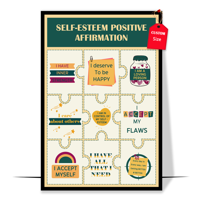 LOLUIS Self-Esteem Positive Affirmations Poster, Mental Health Posters ...