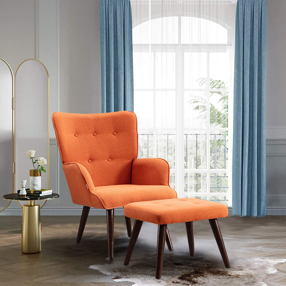SESSLIFE Accent Chair with Ottoman, Comfort Lounge Chair Wood Legs ...