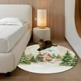 Christmas Round Area Rug 3ft Snow Evergreen Candy House and Candy Cane ...