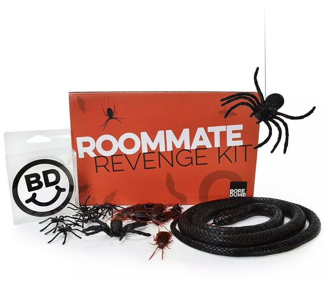 Roommate Revenge Kit Fake Bugs Gag Gift Prank 50 Roaches Spiders Snake ...