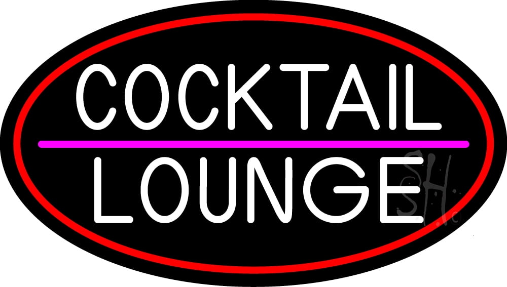Cocktail Lounge Oval With Red Border LED Neon Sign 13 x 24 - inches ...