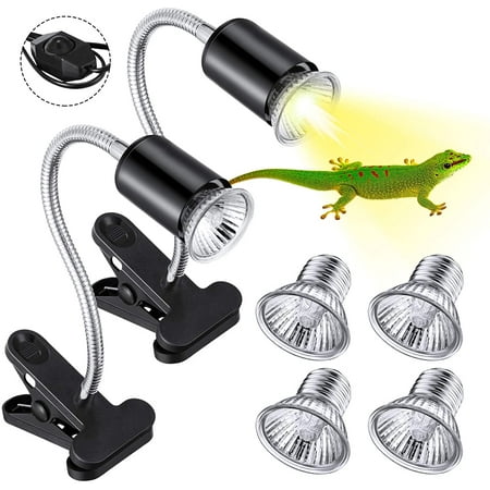 2 Pieces Reptile Aquarium Heat Lamp Turtle Lights with Clip Basking ...