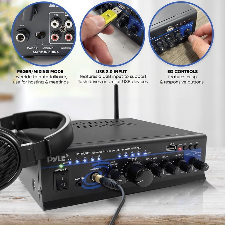 Pyle PTAU45 Mini 2x120 Watt Stereo Power Amplifier, 52% OFF