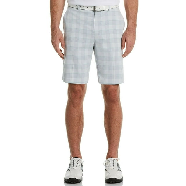 PGA TOUR Men's Stacked-Print Golf Shorts Grey Light Blue Plaid White ...