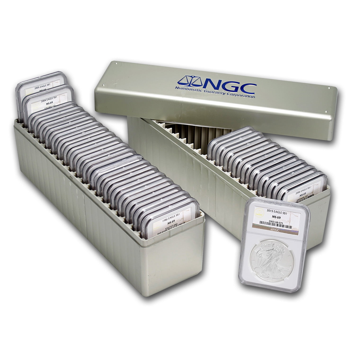 1986-2019 34-Coin Silver Eagle Set MS-69 NGC (2 NGC Boxes) - Walmart.com