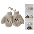 Cartoon Toddler Winter Mittens With Neck Rope Lamb Wool Insulated ...