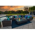 65" Rectangular Concrete Gas Fire Pit Table with Glass Guard and Fire ...