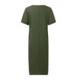 Aellinatey Long dress, linen-cotton fabric, comfortable, short sleeves ...