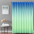 Bathroom Shower Curtain Teal Gradient Stripe Watercolor Waterproof ...