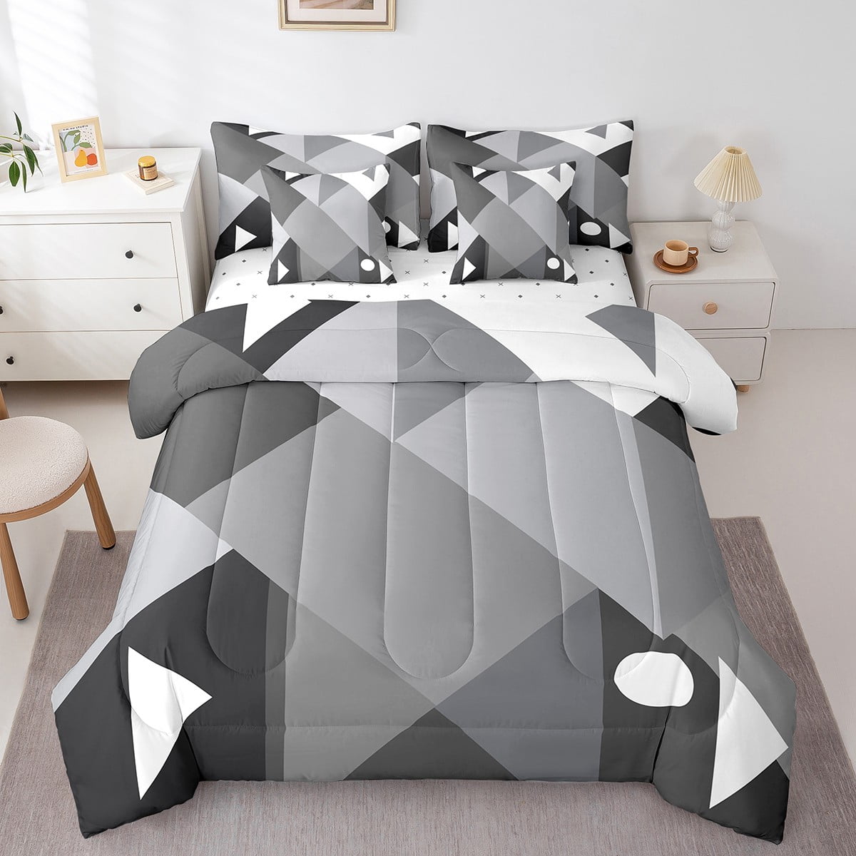 Click here for Erosebridal Gray Geometry Bedding Queen Size  Geom... prices