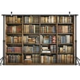 Vintage Library Backdrop Office Backdrop for Video Conference Bookcase ...