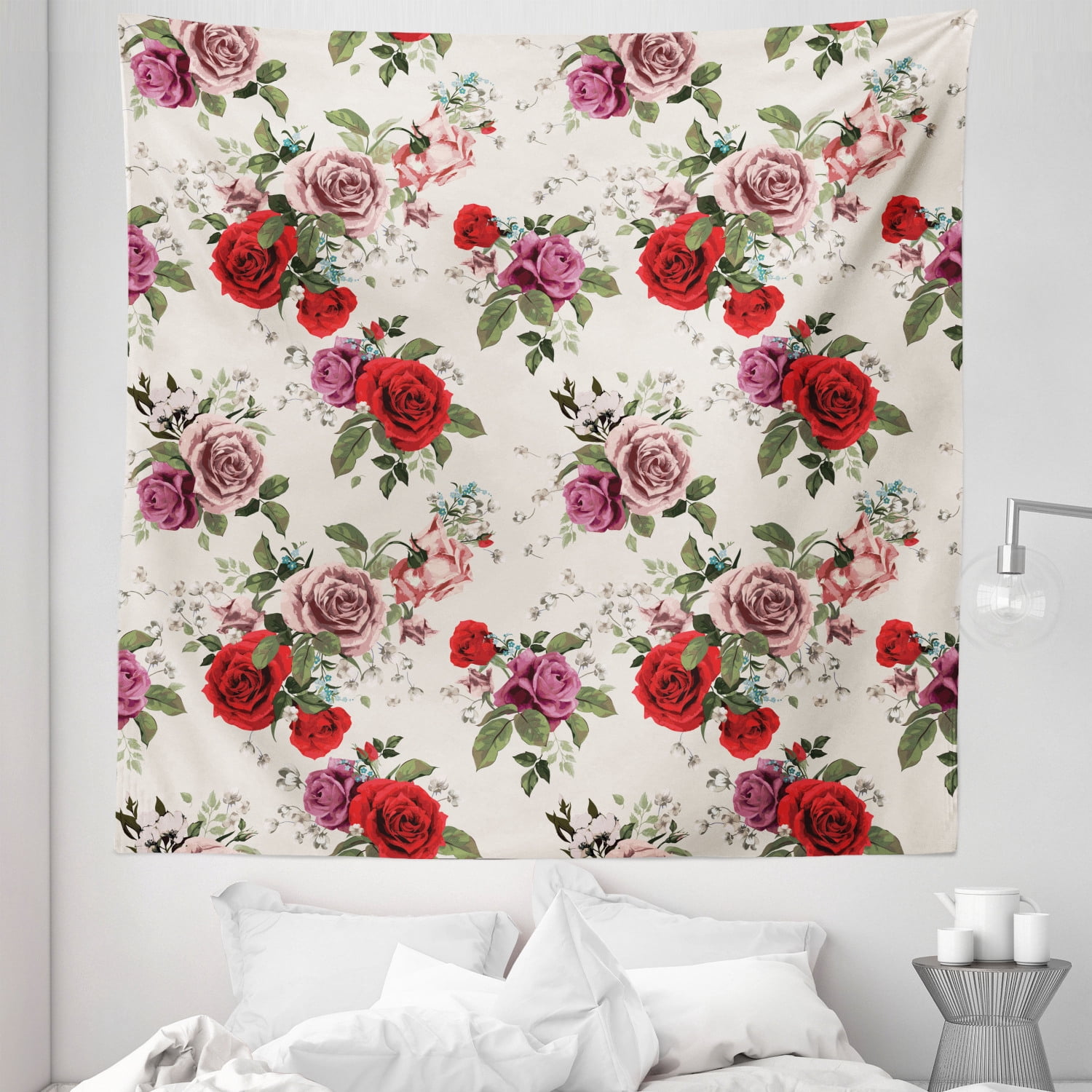 English Garden Tapestry, Floral Repeating Pattern of Romantic Roses ...
