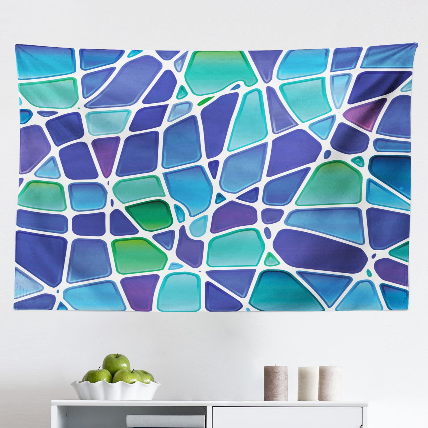 Retro Tapestry, Funky Bubbles in Round Disc Shaped Model Circles Abstract Image, Fabric Wall ...