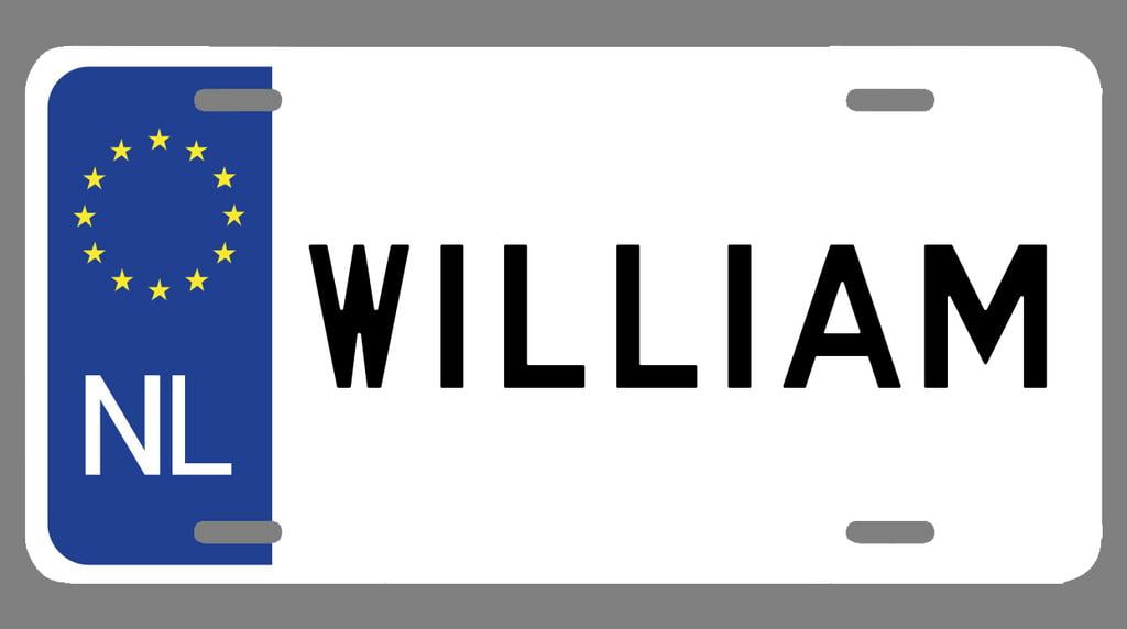 William Name Euro Style License Plate Tag Vanity Novelty Metal | UV ...