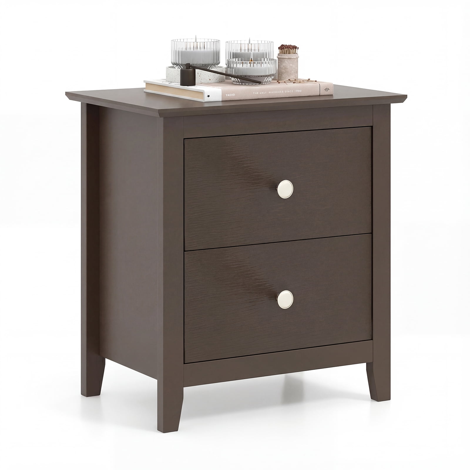 Click here for Gymax Modern Nightstand W/ Storage 2 Drawers & Sup... prices