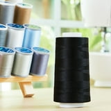 Hello Hobby Black 100% Polyester Overlocking Thread, 3000 Yards for Sewing Machines and Sewing ...