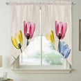 Blue Red Yellow Tulips Swag Curtain Valance for Window 2 Panels Country ...