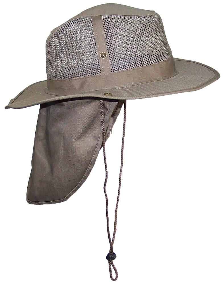 Tropic Hats Summer Wide Brim Mesh Safari/Outback W/Neck Flap & Snap Up ...