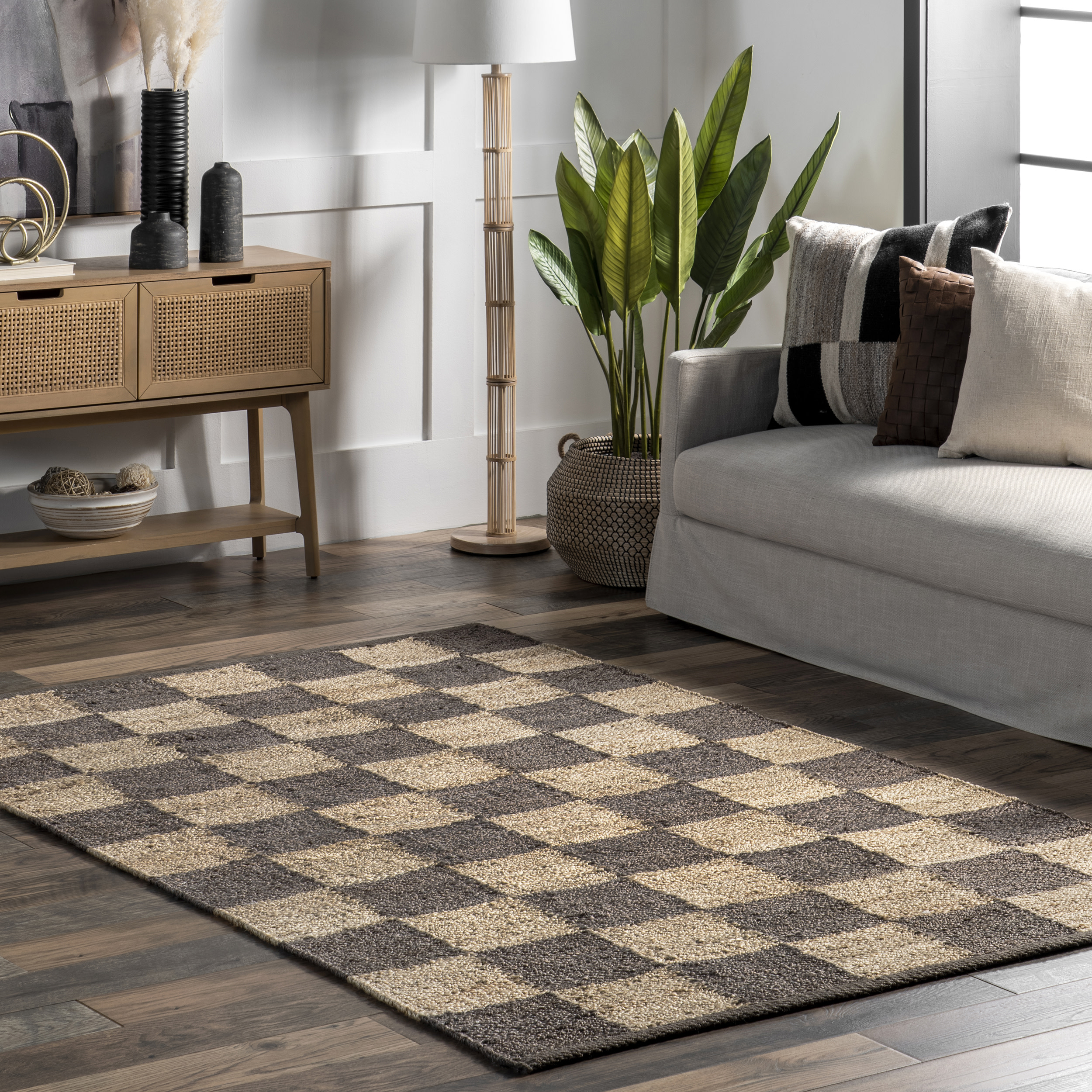 NuLOOM Christana Traditional Checkered Jute Area Rug 8 X 10 Dark