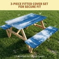 Abstract Mottled Texture Picnic Table Cover with Bench Covers Blue ...