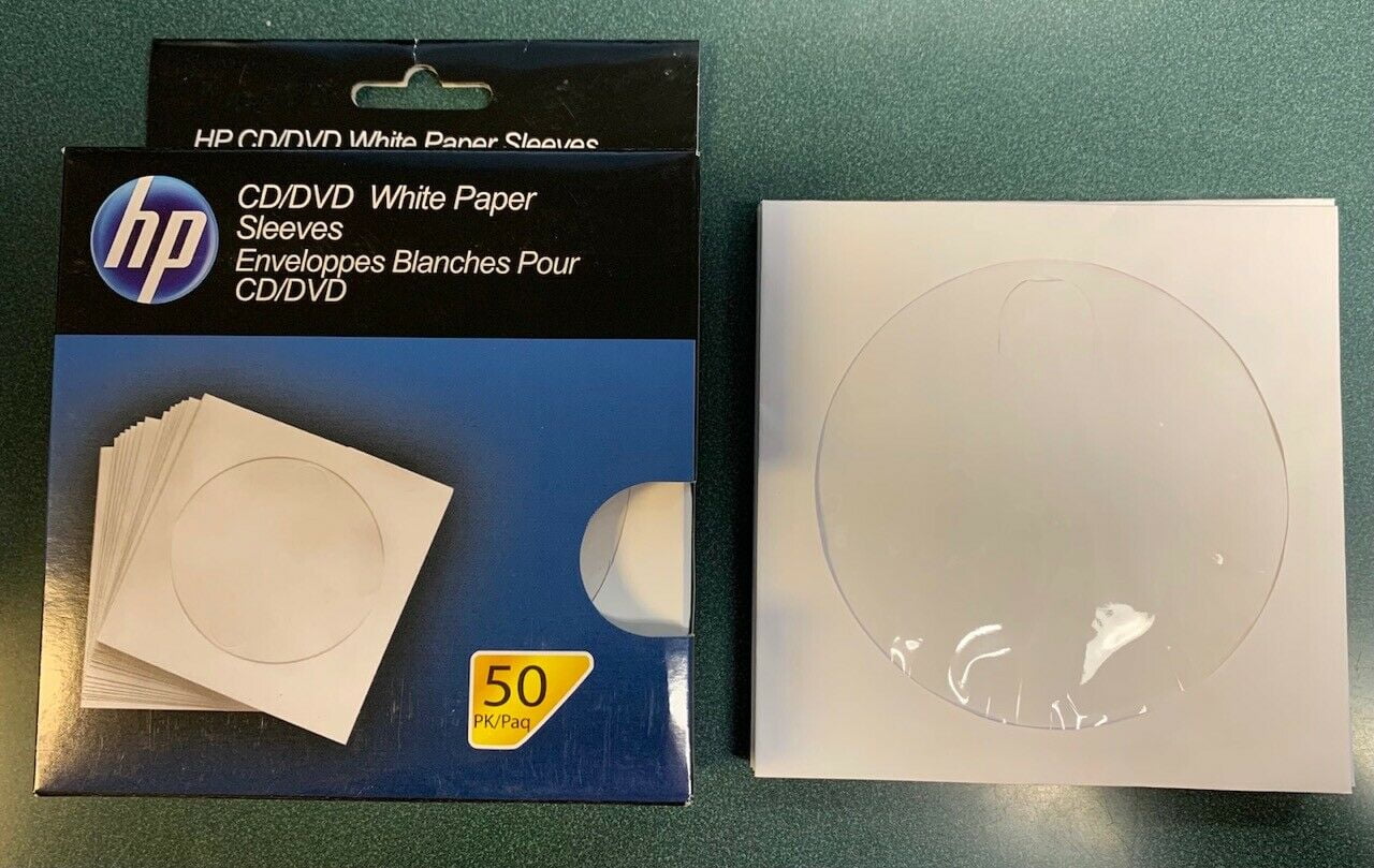 HP CD/DVD White Paper Sleeves, With Window and Flap, 300 PCS/Pack, FREE ...