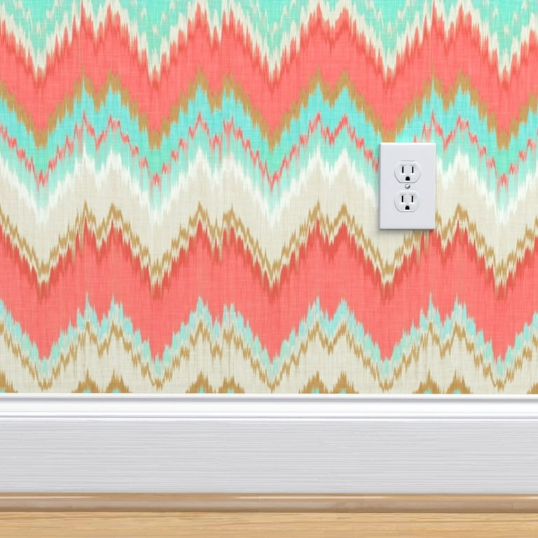 Teal And Coral Chevron Background