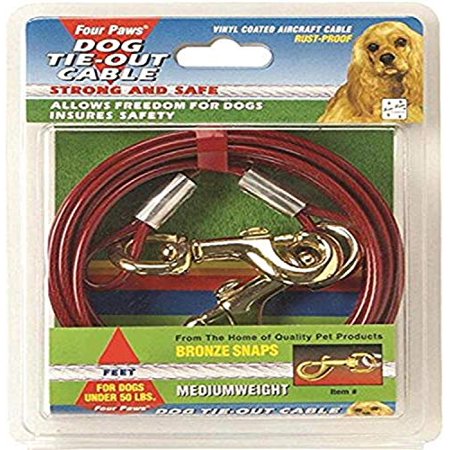 Four Paws Vinyl Coated Rust Proof Medium Weight Tie-Out Cable for Dogs ...
