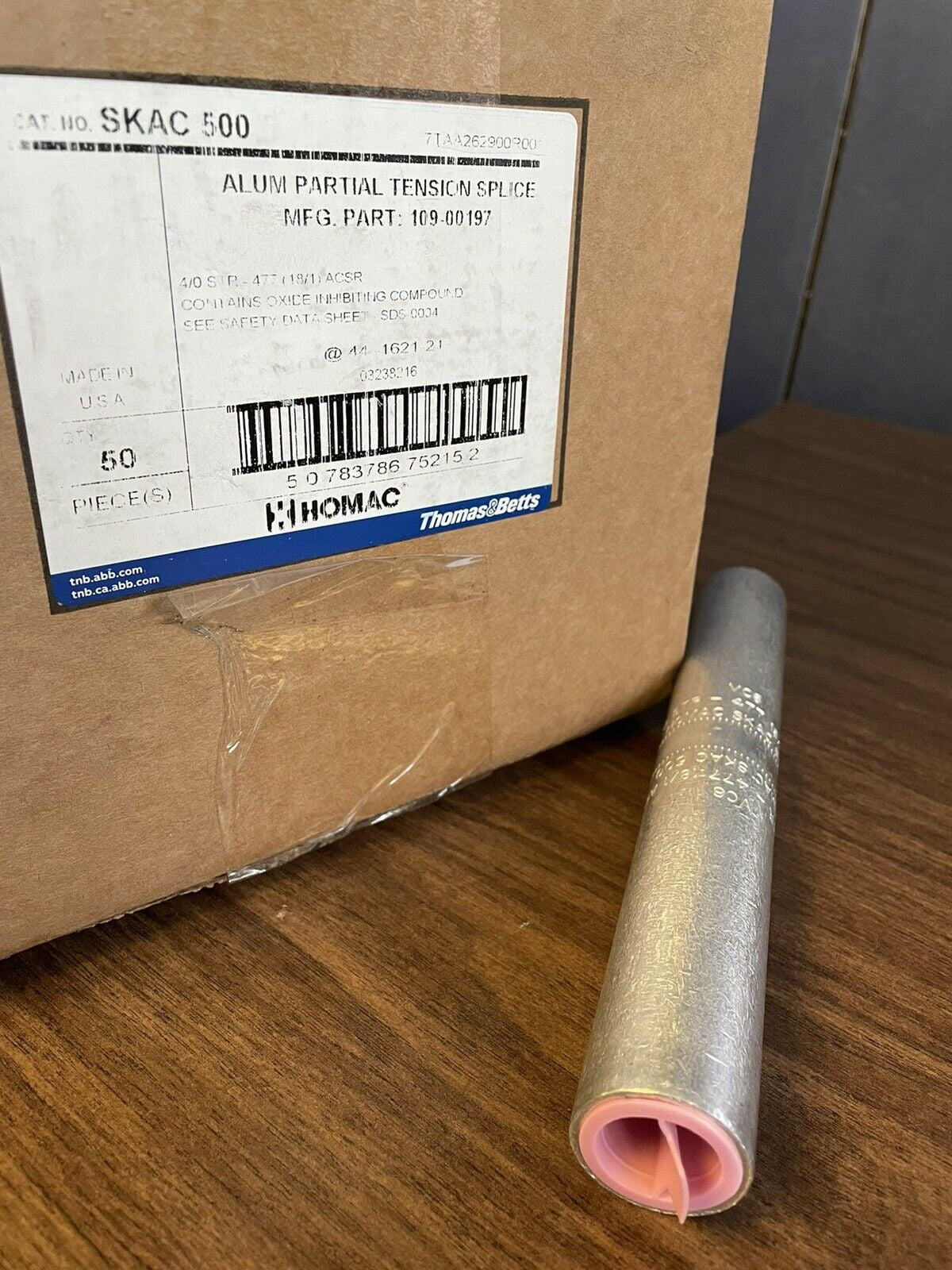 THOMAS&BETTS, HOMAC,ALUMINUM PARTIAL TENSION SPLICE 109-00197 (1 BOX OF ...
