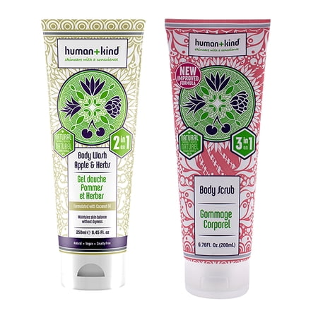 Body Wash and Body Scrub Kit by Human+Kind for Unisex - 2 Pc Kit 8.45oz ...