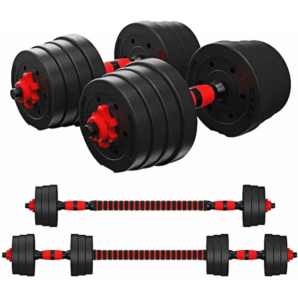 FIXTECH 66LB 2 in 1 Adjustable Dumbbell Set with Connecting Rod Used As ...