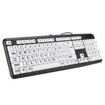 Ezsee Big Letter Multimedia Keyboard - Large White Print on Black Keys ...
