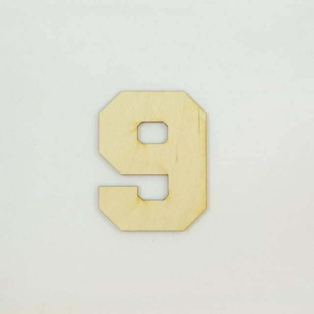1 Pc, 5 Inch X 1/4 Inch Thick Collegiate Font Wood Numbers 9 Easy To ...