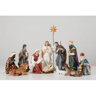 Natural German Carved Wood Christmas Nativity Scene Set of 11 Pieces ...