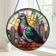 City Bird Stained Glass Suncatcher, Urban Pigeon Window Hanging Art ...