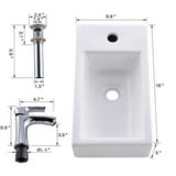 Bathroom Corner Sink, 18”x10" Small Ceramic Hand Wash Basin Sink Wall ...