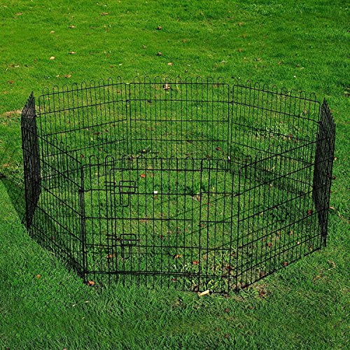 PawHut 24-inch 8-Panel Octagon Pet Exercise Playpen Crate Dog Cage Pen ...