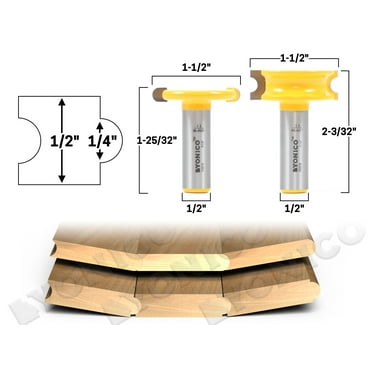 Yonico 22.5 Degree Lock Miter Glue Joint Router Bit Set - 1/2" Shank ...
