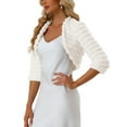 Allegra K Women's Bolero Jacket for Evening Dresses Open Front Cropped Fluffy Faux Fur Shrug S ...