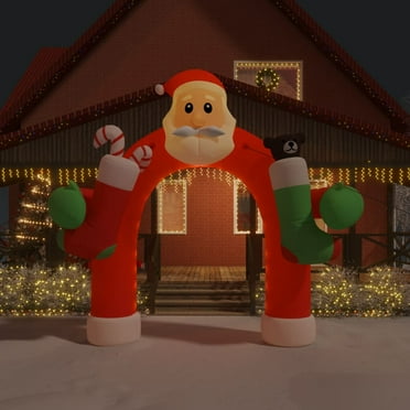 vidaXL Christmas Inflatable Santa & Snowman Arch Gate LED 106.3 ...