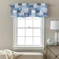 Blue Stripes Blocks Valance Curtains for Windows, Abstract Coastal ...