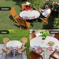 Independence Day Round Fitted Tablecloth with Elastic Edge Purple Red ...