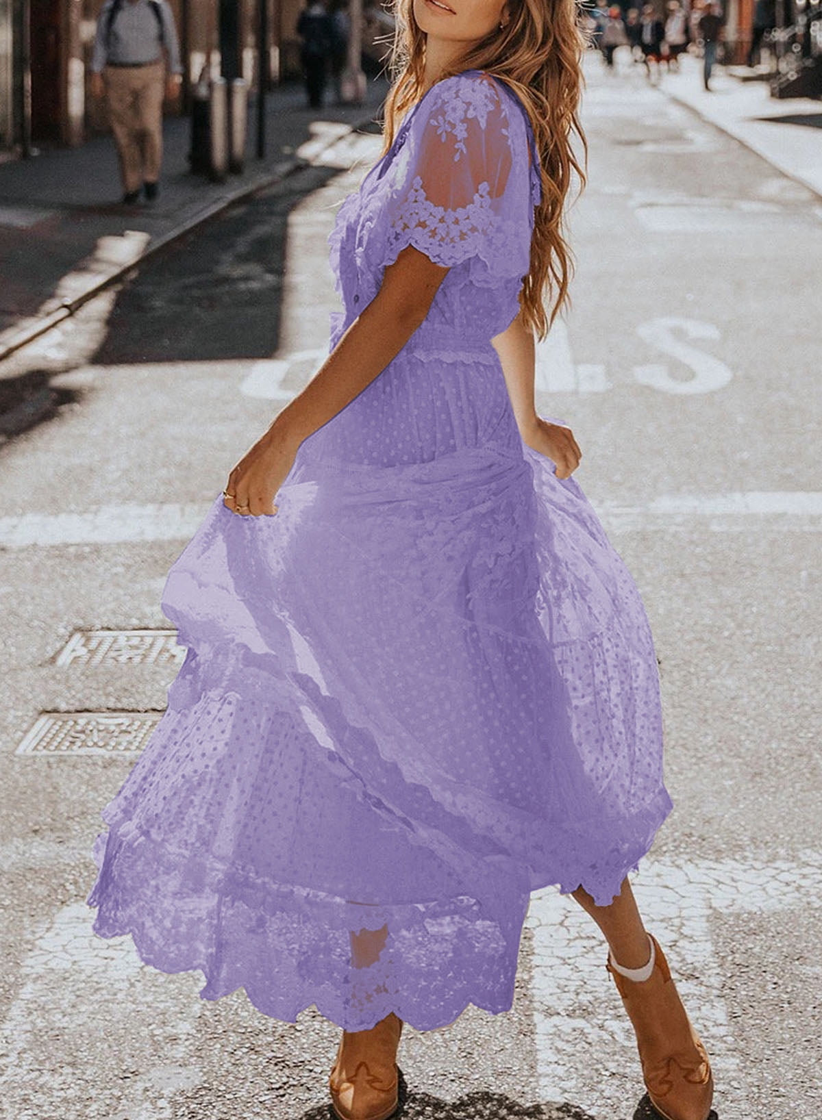 Lavender Color Lace Dress