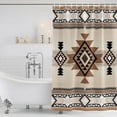 Brown Triangle Combination Shower Curtain for Bathroom, Bohemian Luxury ...